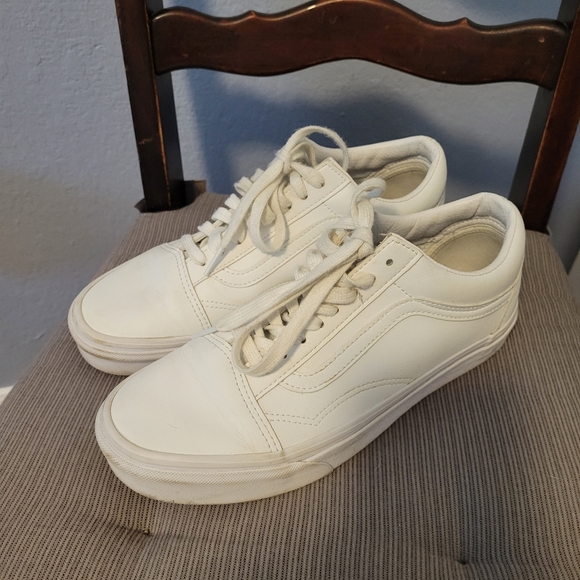 Vans | Shoes | Vans White Leather Old Skool Sneakers | Poshmark